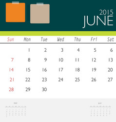 2015 calendar monthly template for june Royalty Free Vector