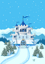 Blue princess castle Royalty Free Vector Image