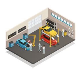 Car maintenance service isometric flowchart Vector Image
