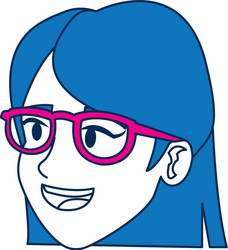 Character face girl with blue short hair Vector Image