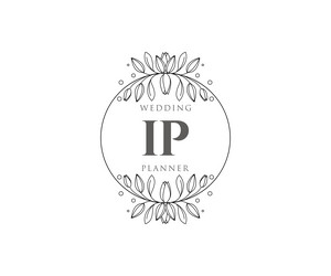 Ip initials letter wedding monogram logos Vector Image
