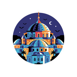 Istanbul sultanahmet blue mosque circle icon Vector Image