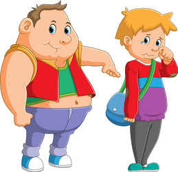 Fat boy is mocking who crying Royalty Free Vector Image