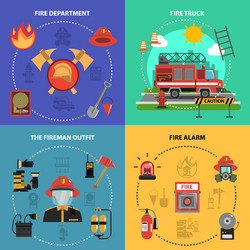 Flat firefighting elements composition Royalty Free Vector