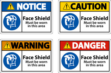 Warning face shield must be worn sign on white Vector Image