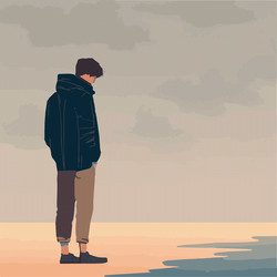 Sad depressed black man of cartoon character Vector Image