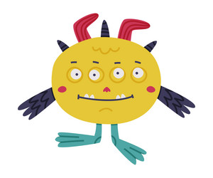 Funny monster with webbed foot and scale standing Vector Image