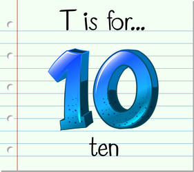 Flashcard letter t is for two Royalty Free Vector Image