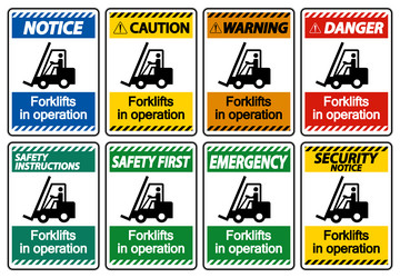 Forklifts in operation symbol sign isolate Vector Image