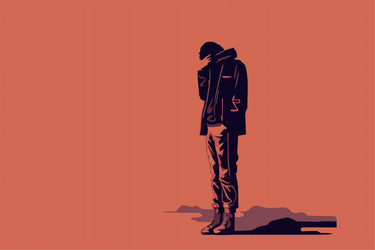 Sad depressed black man of cartoon character Vector Image