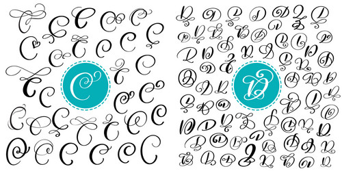 C Calligraphy Drawn Hand Letters Vector Images (over 300)