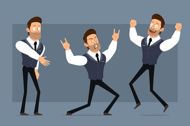 Cartoon strong muscular boy character set Vector Image