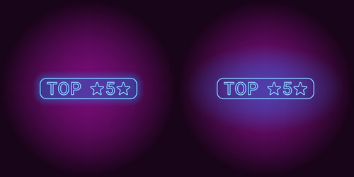 Neon banner of top 5 the best Royalty Free Vector Image
