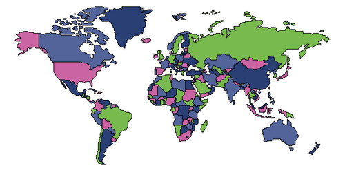 Simplified smooth border world map Royalty Free Vector Image