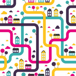 Seamless background pattern with colorful town Vector Image