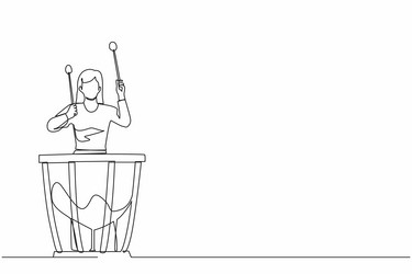 Continuous one line drawing female percussion Vector Image