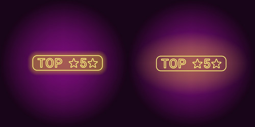 Neon banner of top 5 the best Royalty Free Vector Image