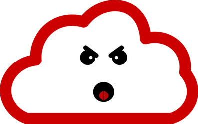 Angry red cloud icon sticker weather Royalty Free Vector