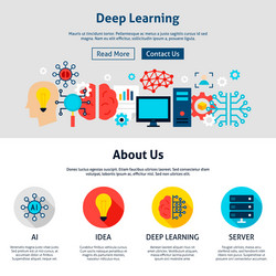 Computer deep learning round banner Royalty Free Vector