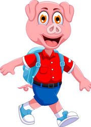 Cute boy on his way to school Royalty Free Vector Image