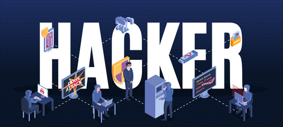 Ddos attack isometric composition Royalty Free Vector Image