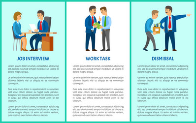 Job interview poster boss interviewing Royalty Free Vector