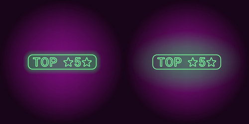 Neon banner of top 5 the best Royalty Free Vector Image