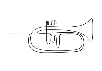 One single line drawing luxury bass trombone Vector Image