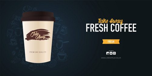 Coffee ads with cup and hand draw doodle Vector Image