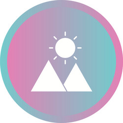 Unique sun on mountain glyph icon Royalty Free Vector Image