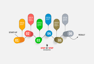 Six steps work process chart template Royalty Free Vector