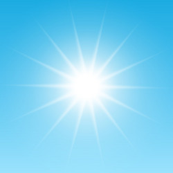 White glowing light burst sun on blue sky Vector Image
