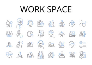 Work space line icons collection living room Vector Image