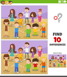 Differences game with cartoon children coloring Vector Image
