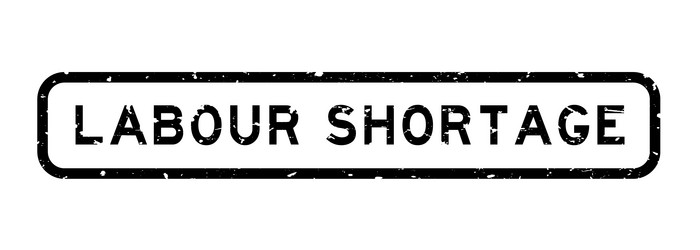 Grunge black labour shortage word with star icon Vector Image