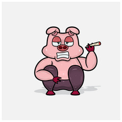 Pig character cartoon with smoking high Royalty Free Vector
