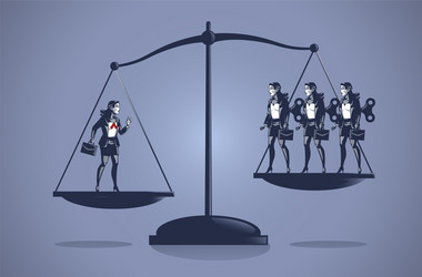 Business woman standing on scale Royalty Free Vector Image