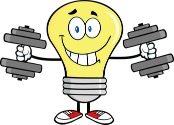 Light bulb with gym muscles Royalty Free Vector Image