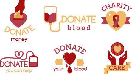 Volunteer red icons charity donation set Vector Image
