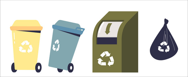 Many color wheelie bins set of waste Royalty Free Vector