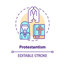 Protestantism blue gradient concept icon Vector Image