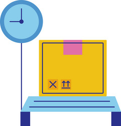 Scale measure with box carton line style Vector Image