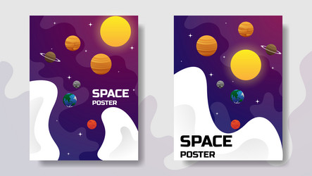 Space poster design with planets sun star Vector Image