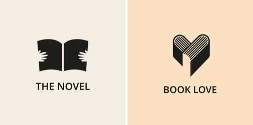 Minimalist book reading and writing logo minimal Vector Image