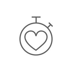 Stopwatch with heart sign line icon Royalty Free Vector