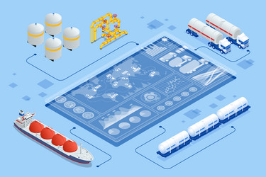 Fuel gas tanker truck isometric Royalty Free Vector Image