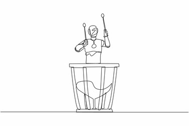 Continuous one line drawing female percussion Vector Image