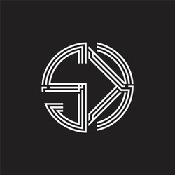 Sk logo initial with circle line cut design Vector Image