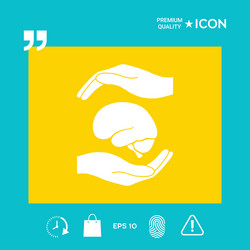 Hands holding brain - protection symbol Royalty Free Vector