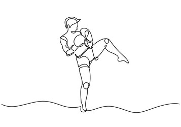 Young man with one leg continuous line Royalty Free Vector